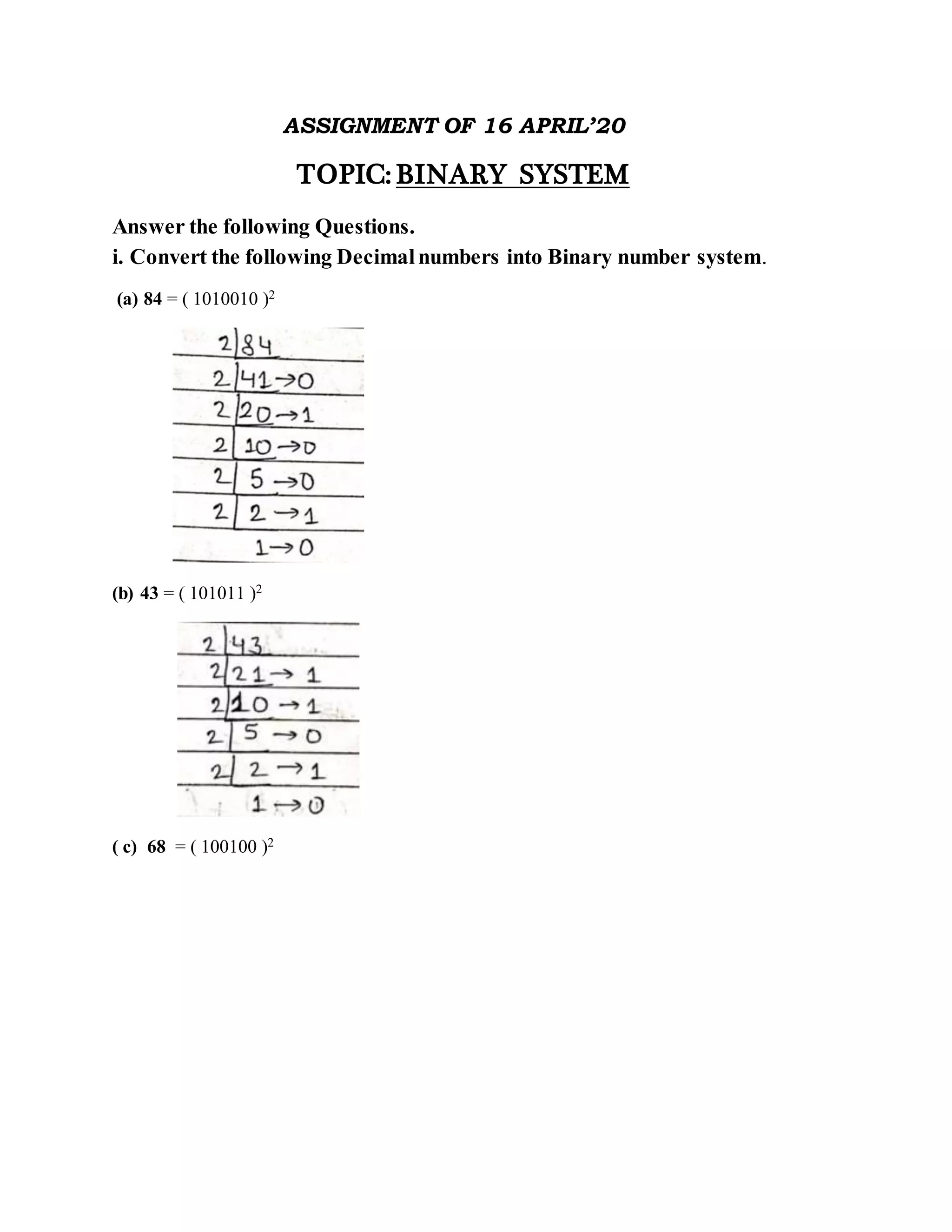 solved questions of binary system | DOCX solved questions of binary system | DOCX