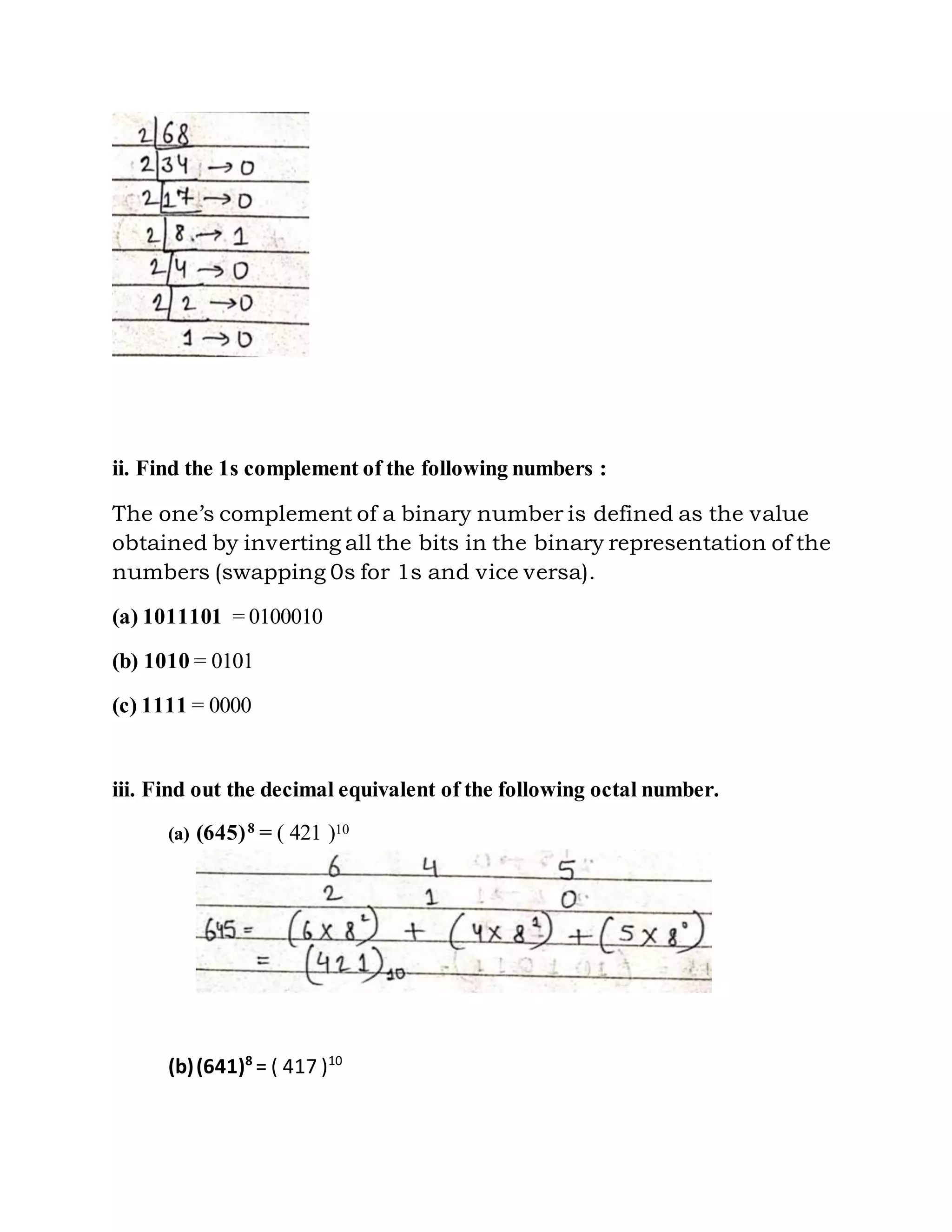 solved questions of binary system | PDF solved questions of binary system | PDF