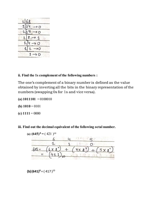 solved questions of binary system | DOCX