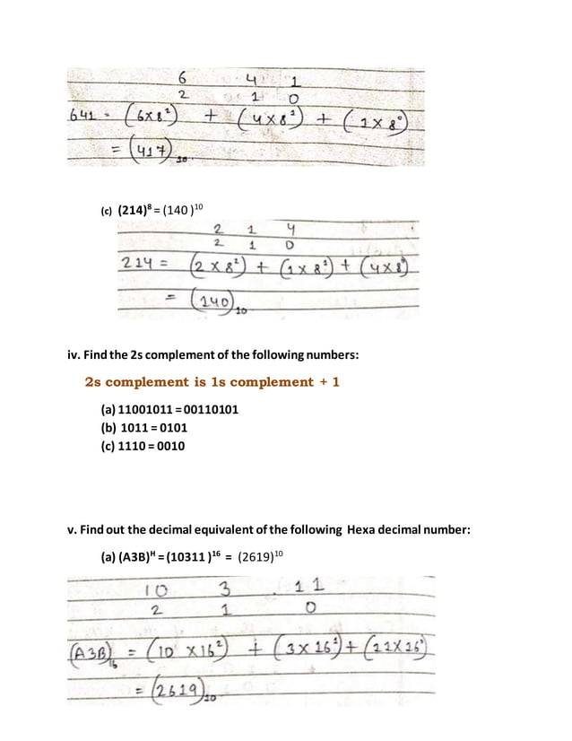Solved Questions Of Binary System Pdf