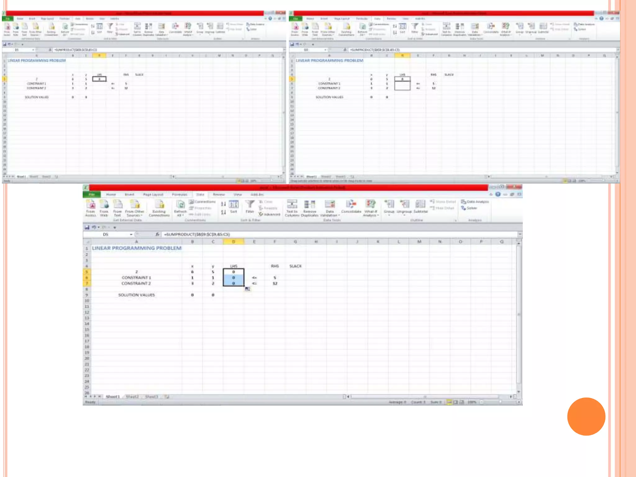 Solution of a simplex problem using excel | PPTX