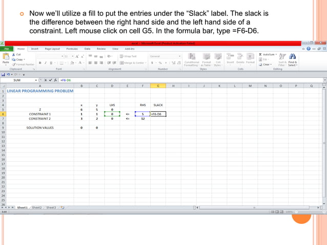 Solution of a simplex problem using excel | PPTX