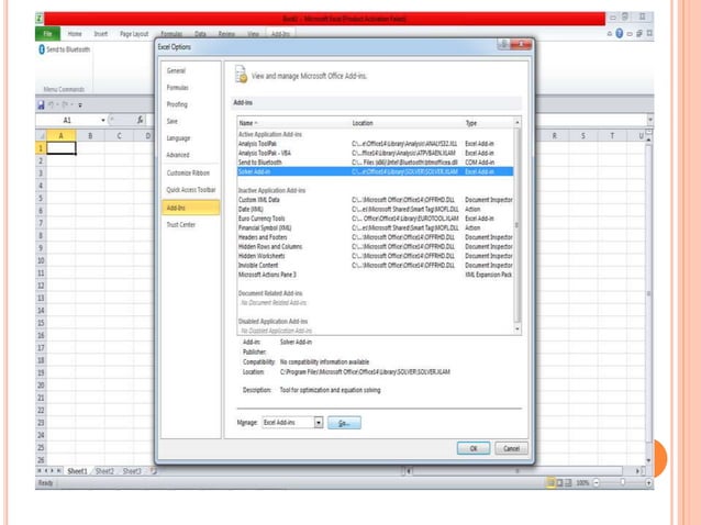 Solution of a simplex problem using excel | PPTX