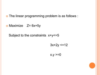 Solution of a simplex problem using excel | PPTX