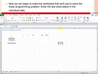 Solution of a simplex problem using excel | PPTX