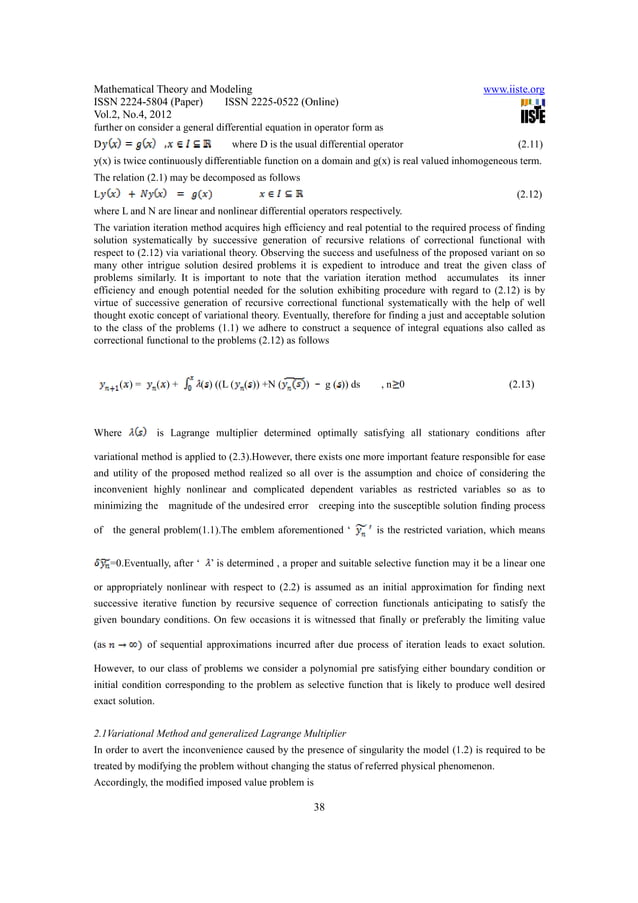 Solution Of A Subclass Of Lane Emden Differential Equation By