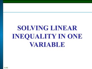 Solution of linear equation & inequality | PPT