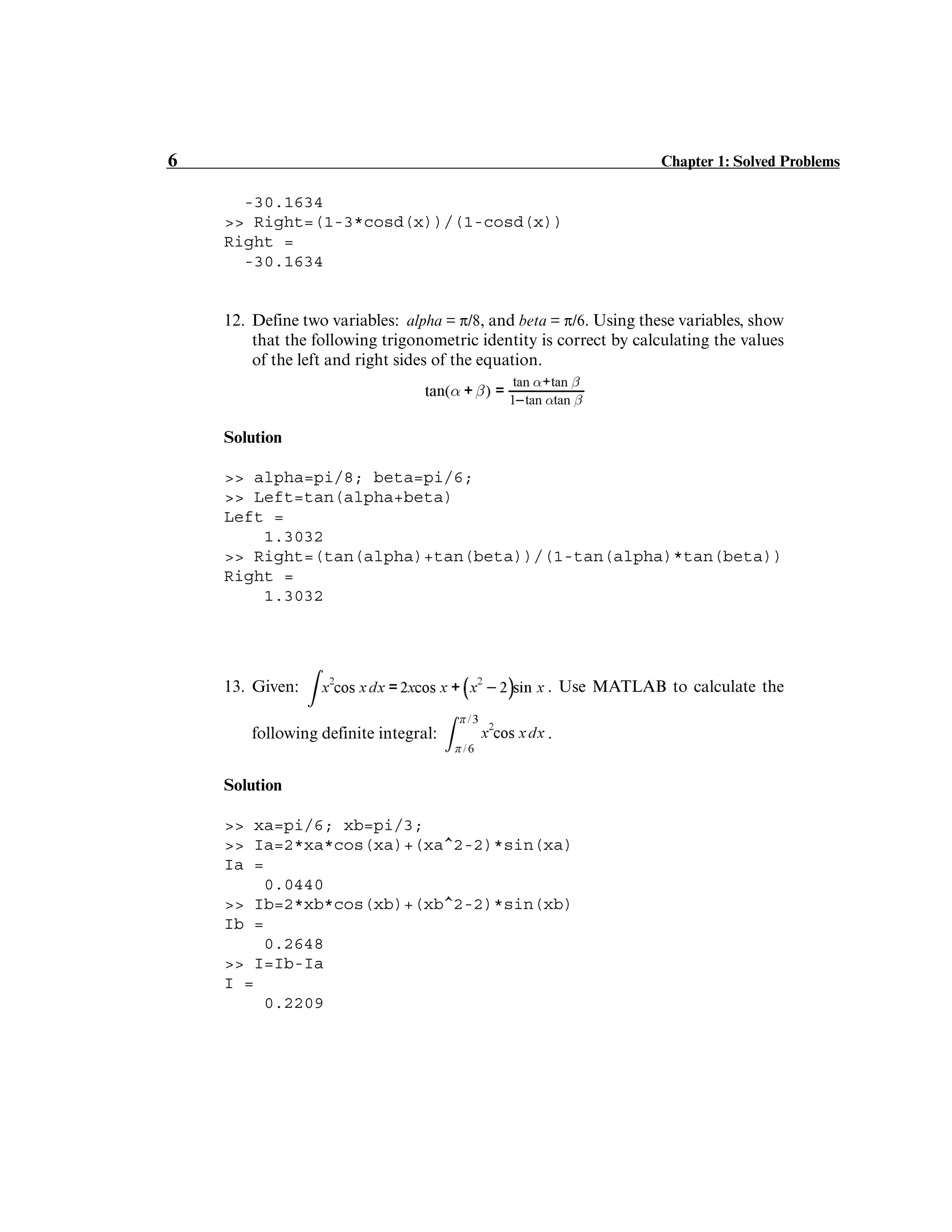 Solution of matlab chapter 1 | PDF
