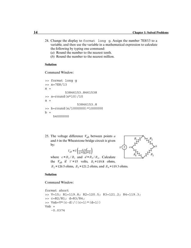 Solution of matlab chapter 1 | PDF