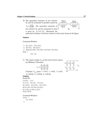 Solution of matlab chapter 1 | PDF