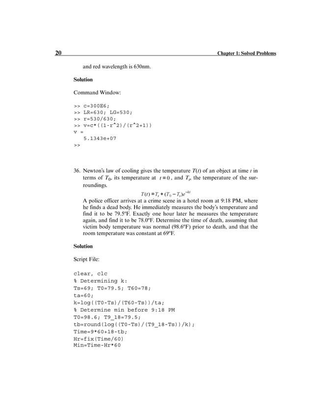 Solution of matlab chapter 1 | PDF