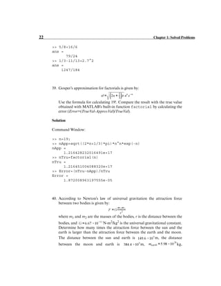 Solution of matlab chapter 1 | PDF