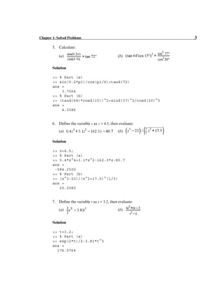 Solution of matlab chapter 1 | PDF