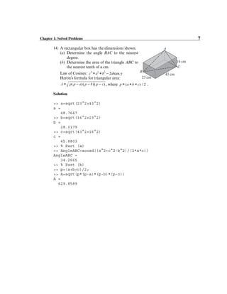 Solution of matlab chapter 1 | PDF