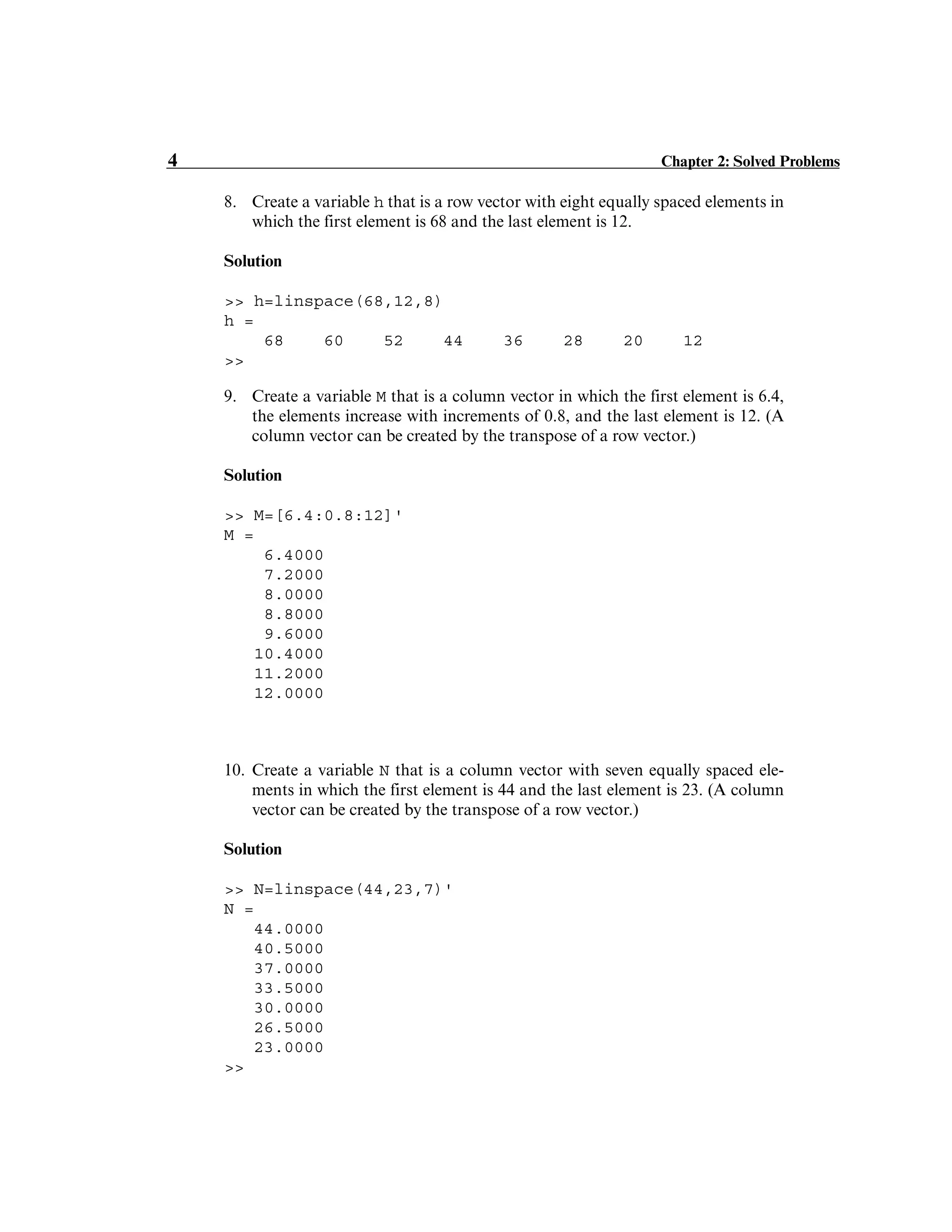 Solution of matlab chapter 2 | PDF