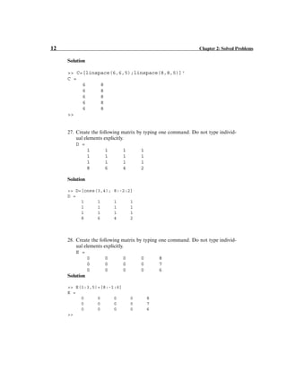 Solution of matlab chapter 2 | PDF