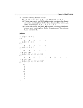 Solution of matlab chapter 2 | PDF