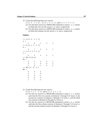 Solution of matlab chapter 2 | PDF