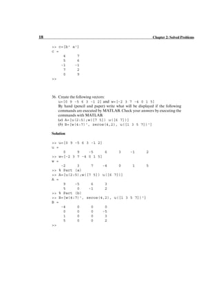 Solution of matlab chapter 2 | PDF