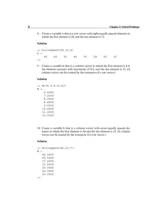 Solution of matlab chapter 2 | PDF