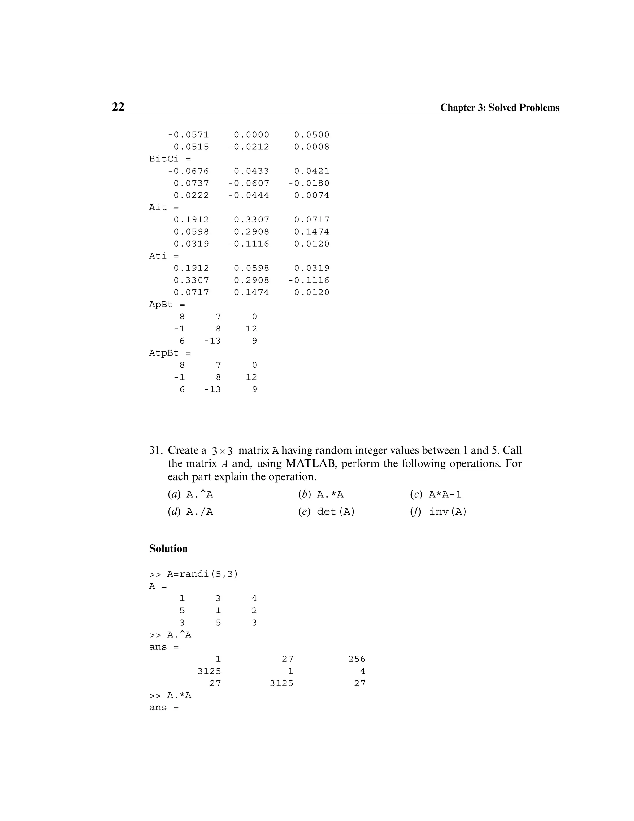 Solution of matlab chapter 3 | PDF