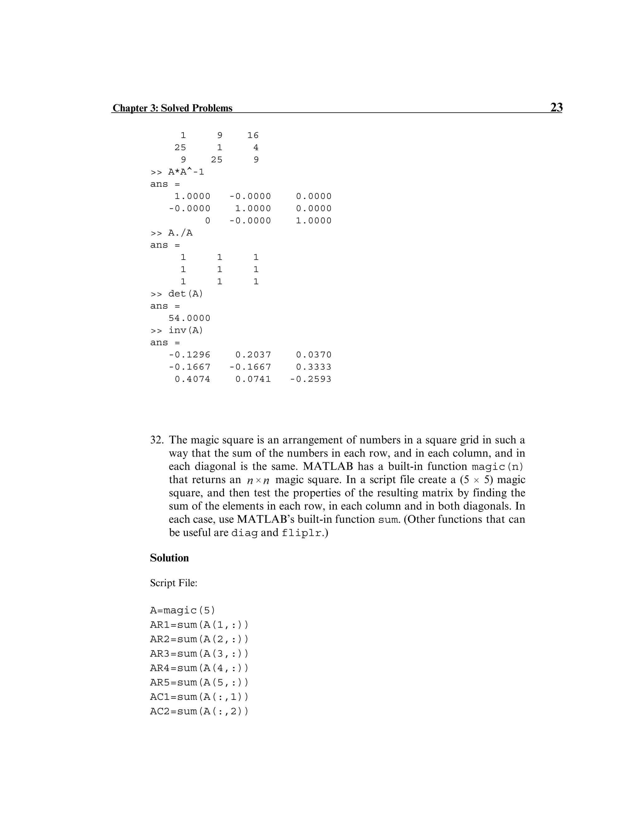 Solution of matlab chapter 3 | PDF