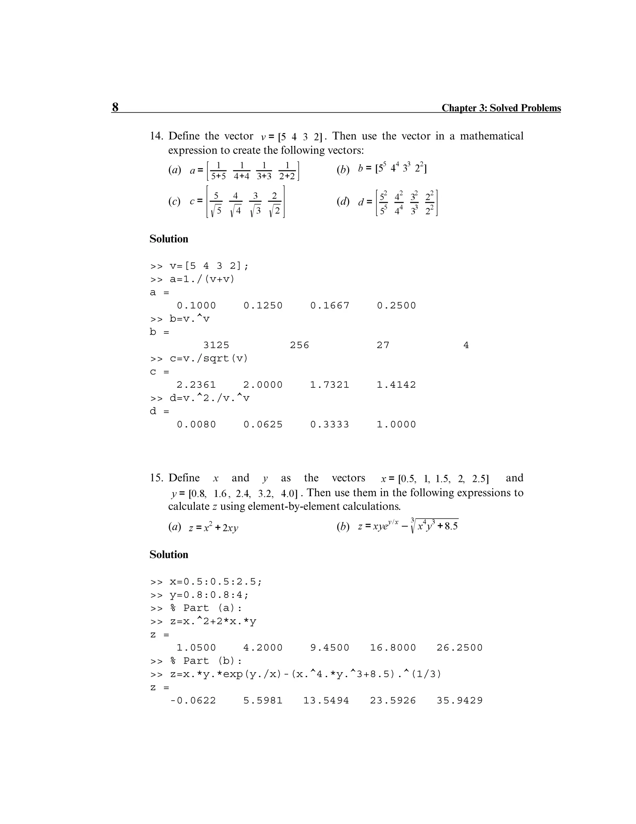 Solution of matlab chapter 3 | PDF