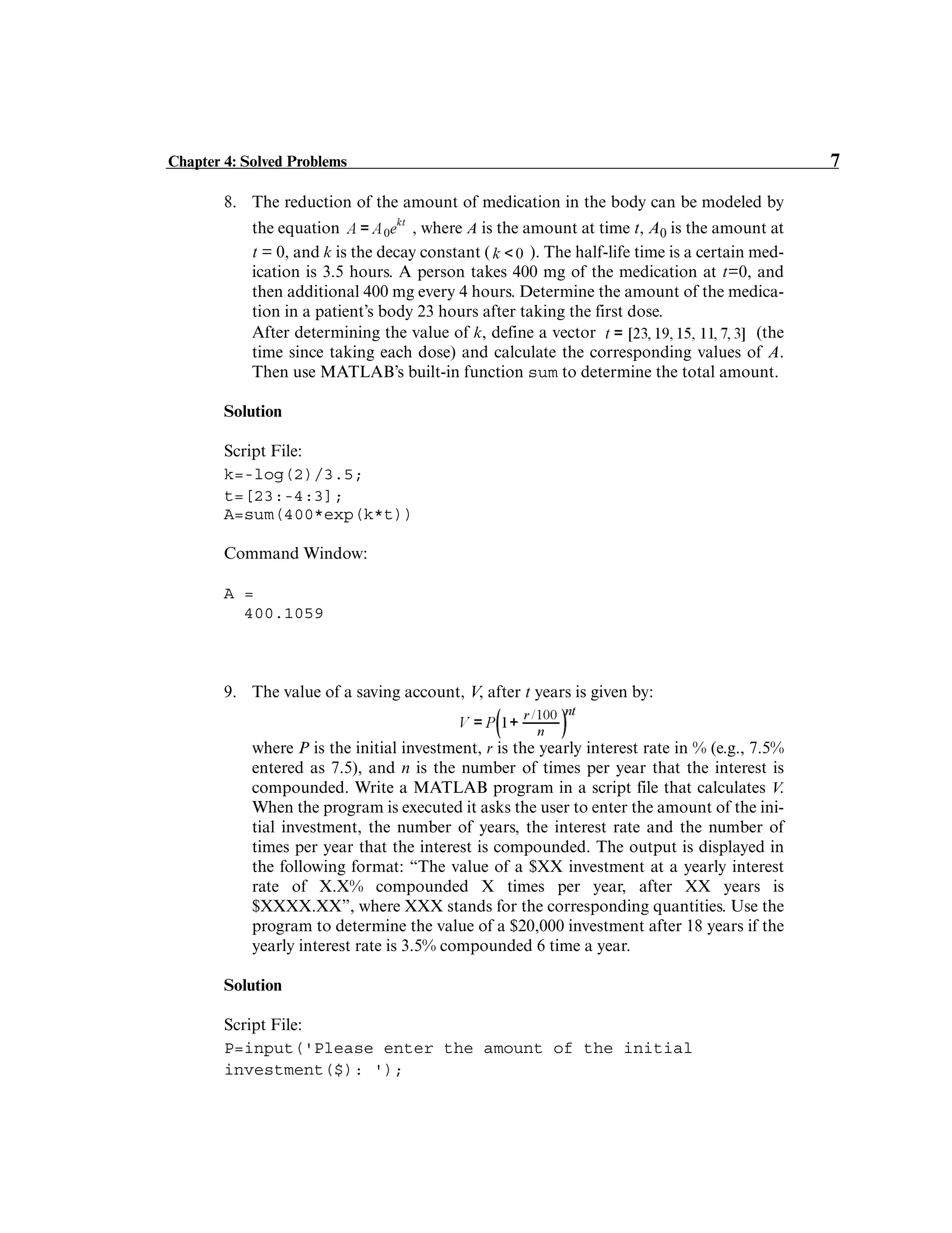 Solution of matlab chapter 4 | PDF