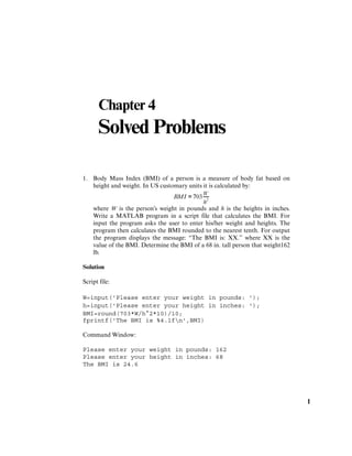 Solution of matlab chapter 4 | PDF