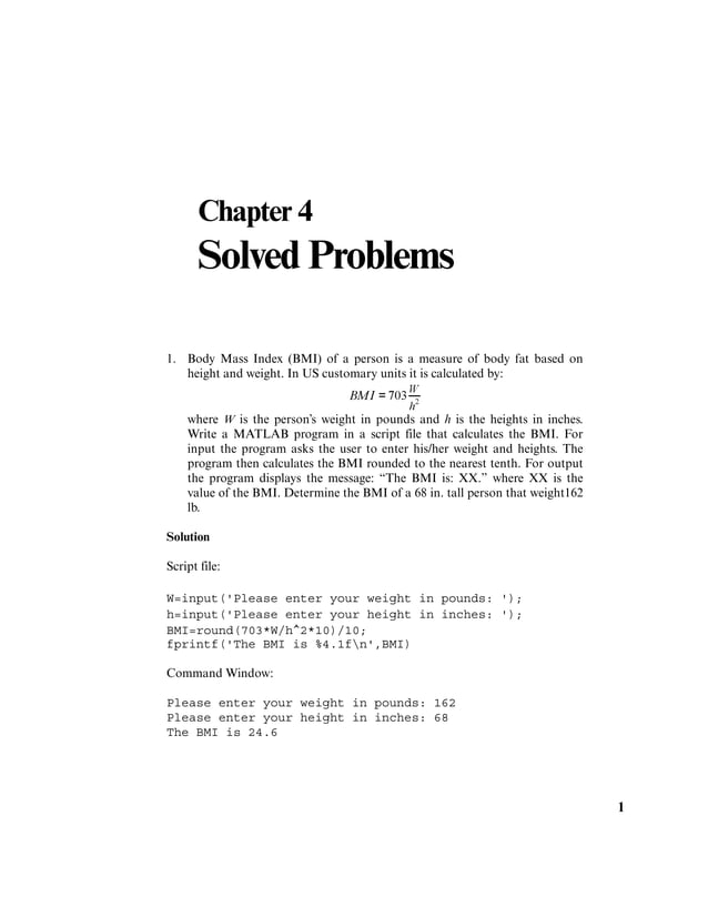 Solution of matlab chapter 4 | PDF | Chemistry | Science