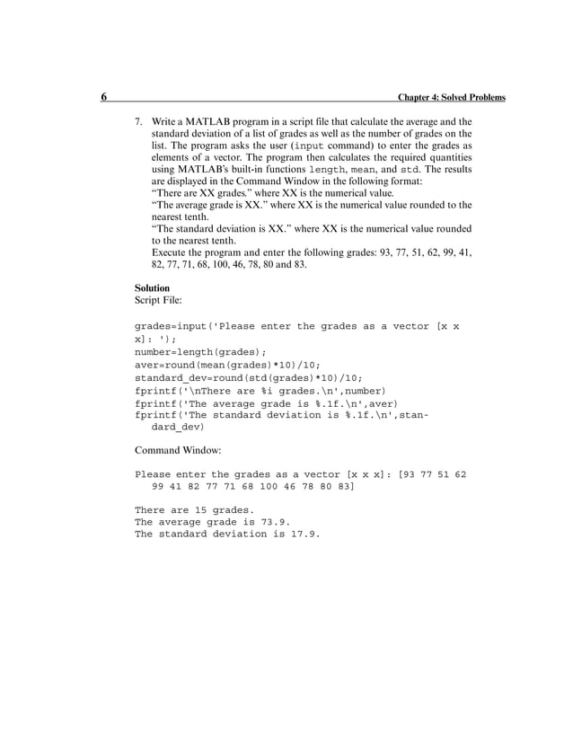 Solution of matlab chapter 4 | PDF | Chemistry | Science