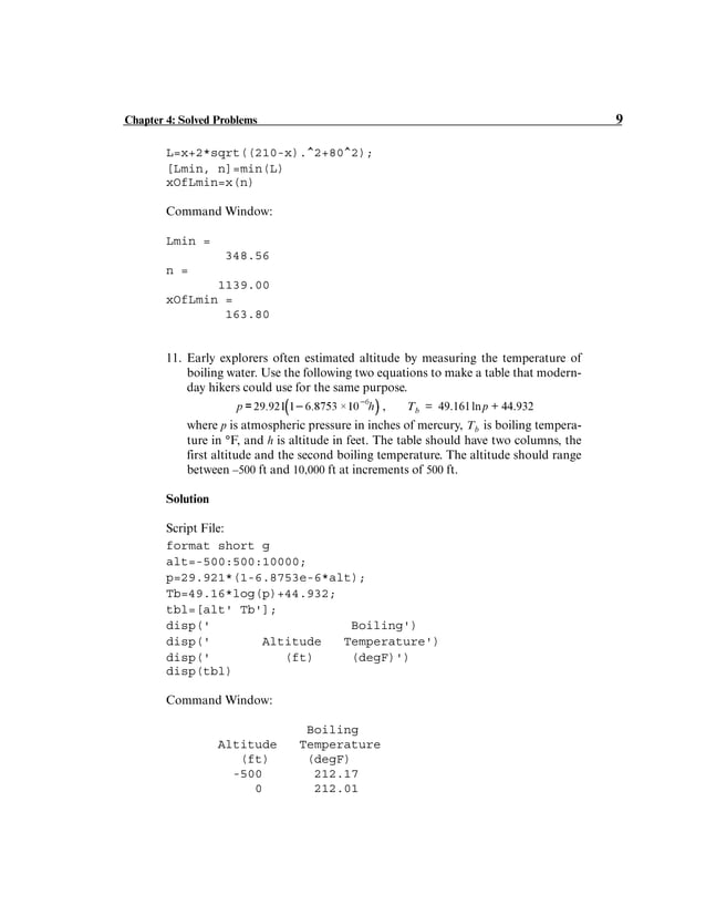 Solution of matlab chapter 4 | PDF | Chemistry | Science
