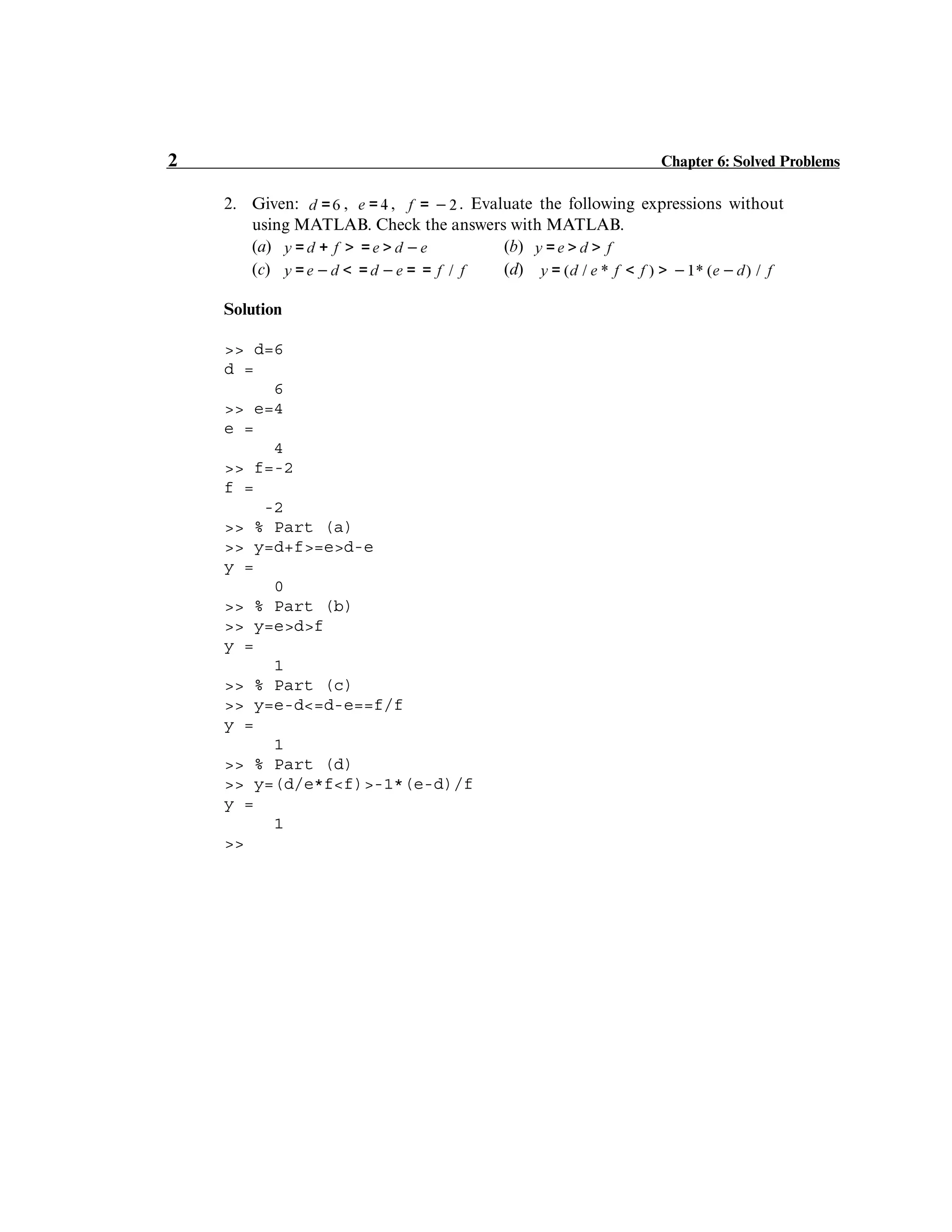 Solution of matlab chapter 6 | PDF