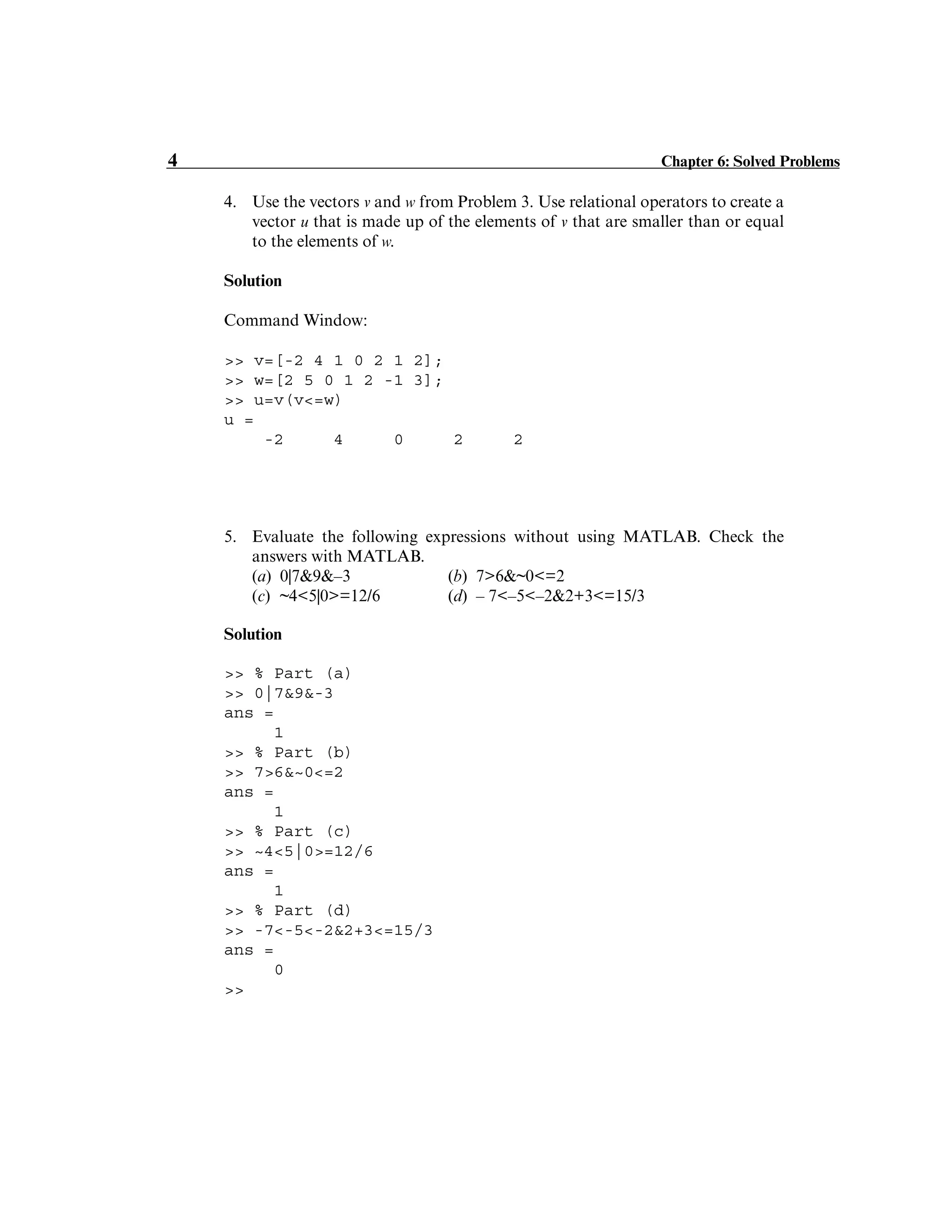 Solution of matlab chapter 6 | PDF