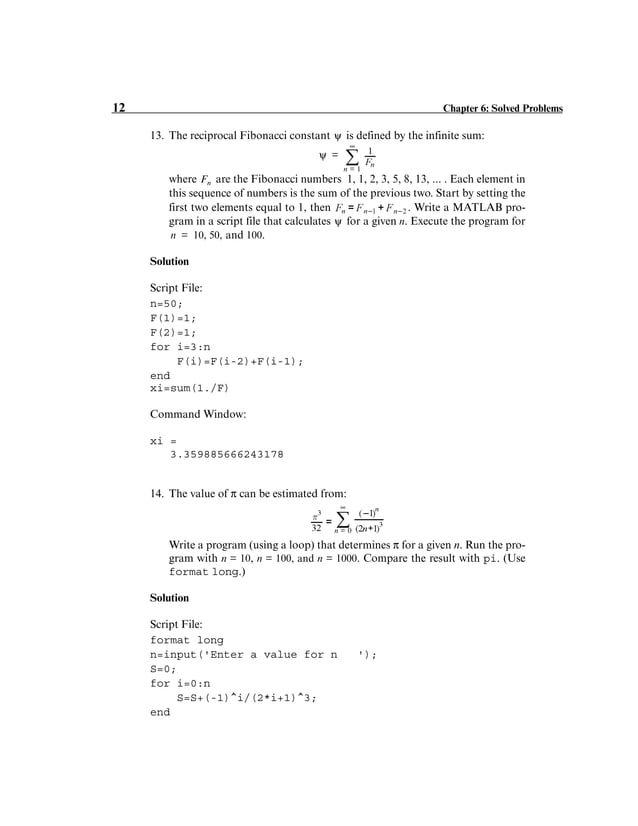 Solution of matlab chapter 6 | PDF