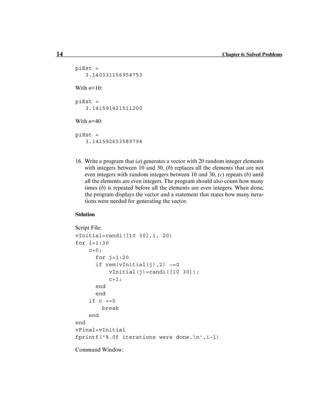 Solution of matlab chapter 6 | PDF