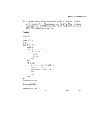 Solution of matlab chapter 6 | PDF