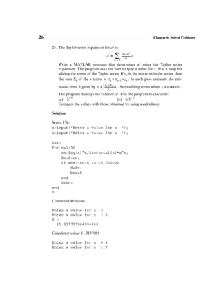 Solution of matlab chapter 6 | PDF