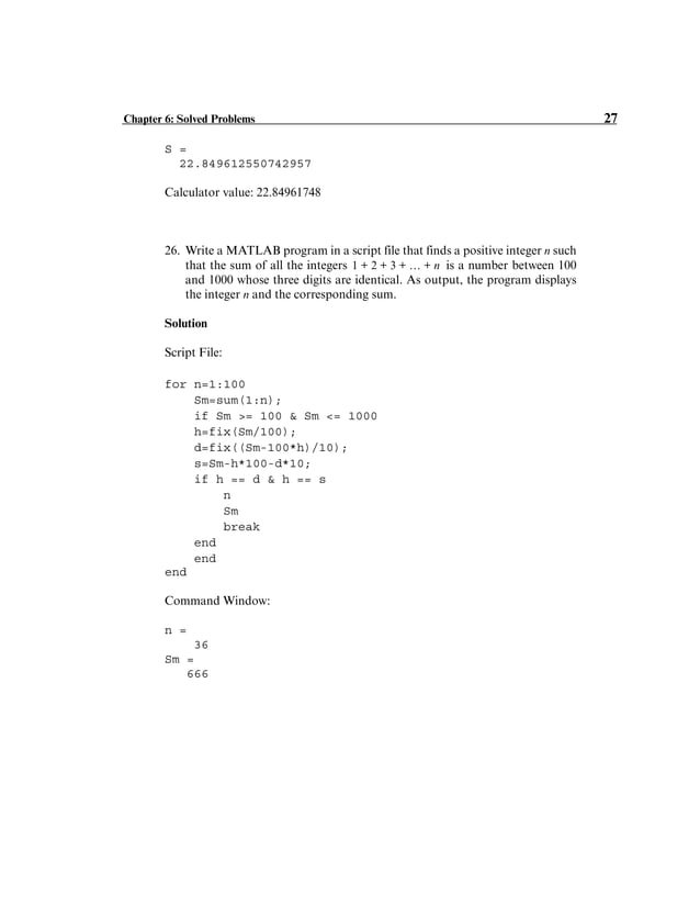 Solution of matlab chapter 6 | PDF