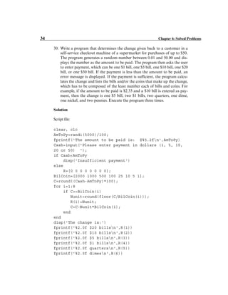 Solution of matlab chapter 6 | PDF