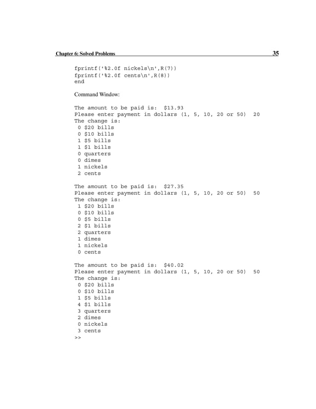 Solution of matlab chapter 6 | PDF