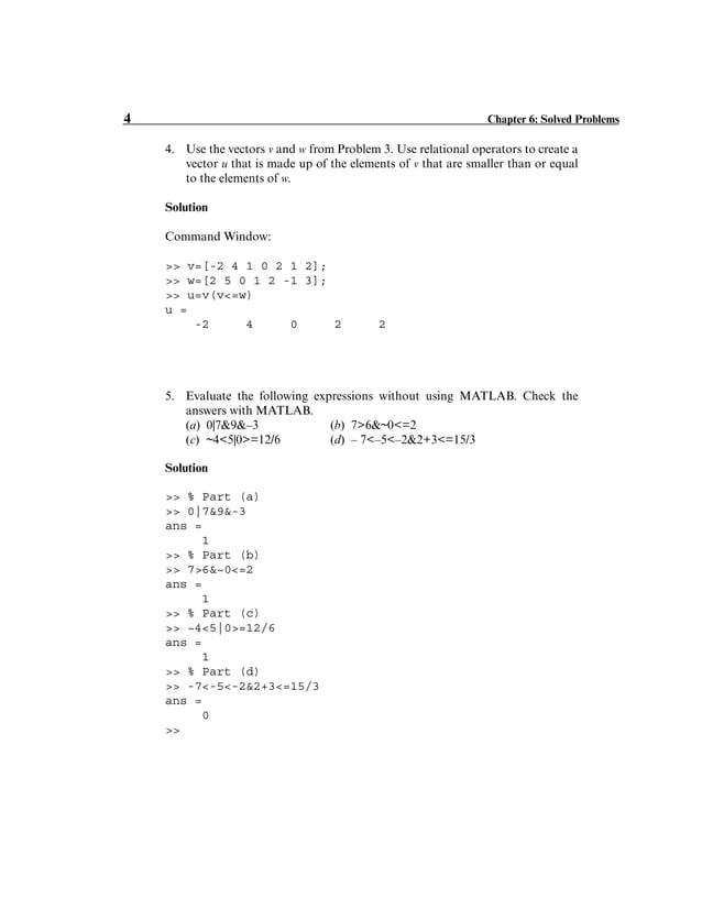Solution of matlab chapter 6 | PDF