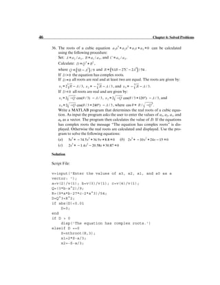 Solution of matlab chapter 6 | PDF