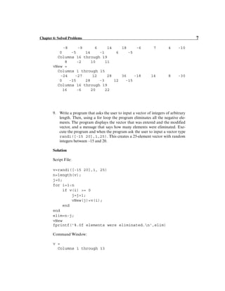 Solution of matlab chapter 6 | PDF