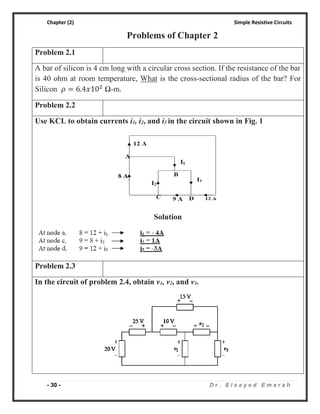 Solution of problems of chapter 2 for simple resistiv circuits | PDF