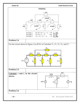 Solution of problems of chapter 2 for simple resistiv circuits | PDF