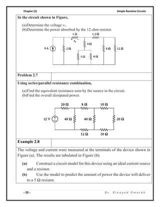 Solution of problems of chapter 2 for simple resistiv circuits | PDF