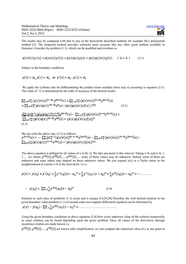 Solution of second order nonlinear singular value problems | PDF