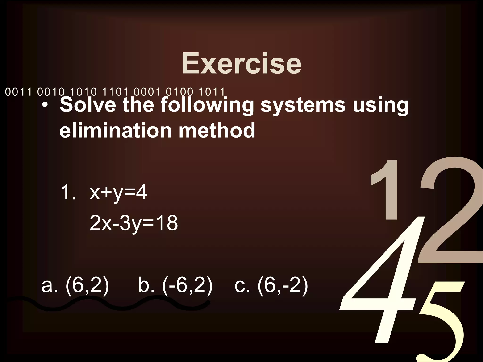 Solution of system of linear equations by elimination | PPTX