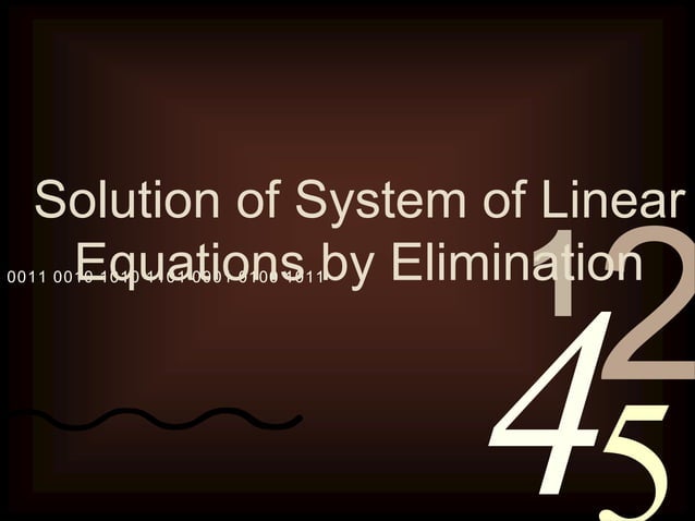 Solution of system of linear equations by elimination | PPTX | Physics ...